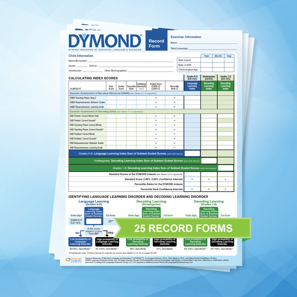 DYMOND – Record Forms (25/pkg) – Language Dynamics Group